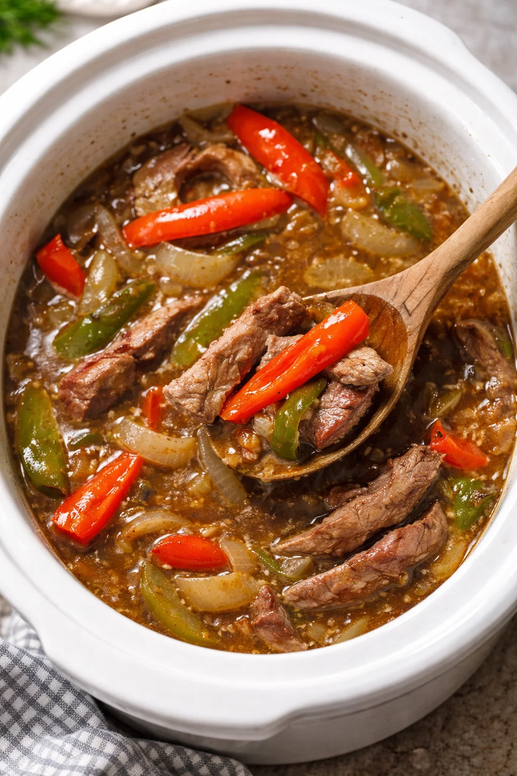 Slow Cooker Pepper Steak